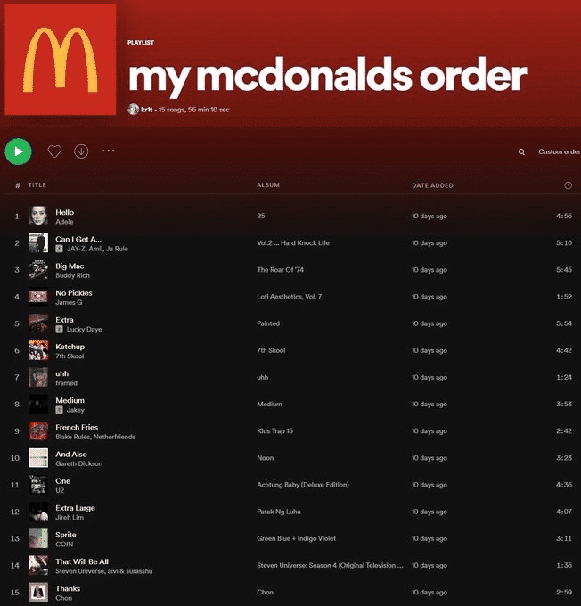 McDonald's : il passe sa commande McDo grâce à cette playlist Spotify ! – Tuxboard